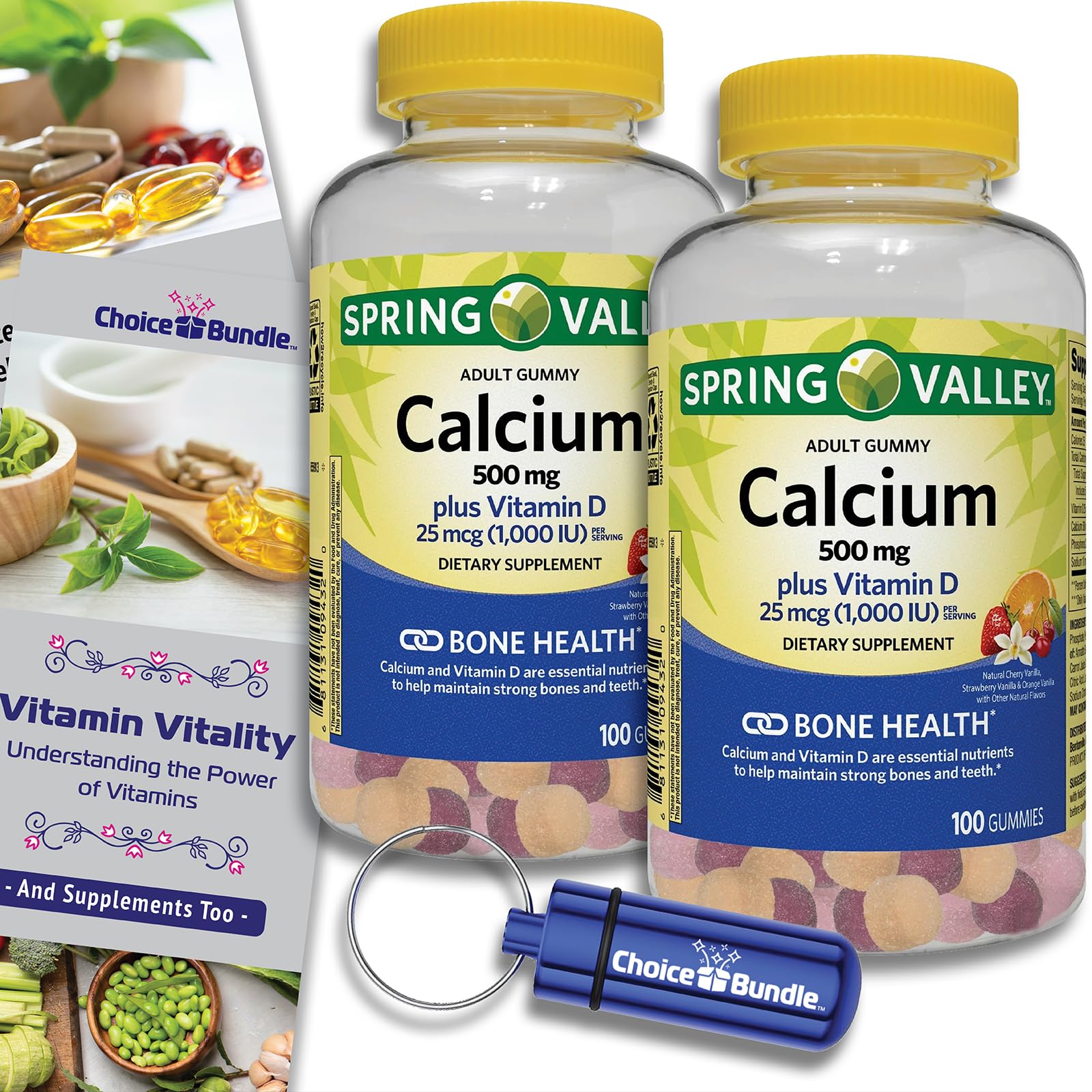 Spring Valley Calcium 500 mg Plus Vitamin D 25 mcg Bone Health Dietary ...
