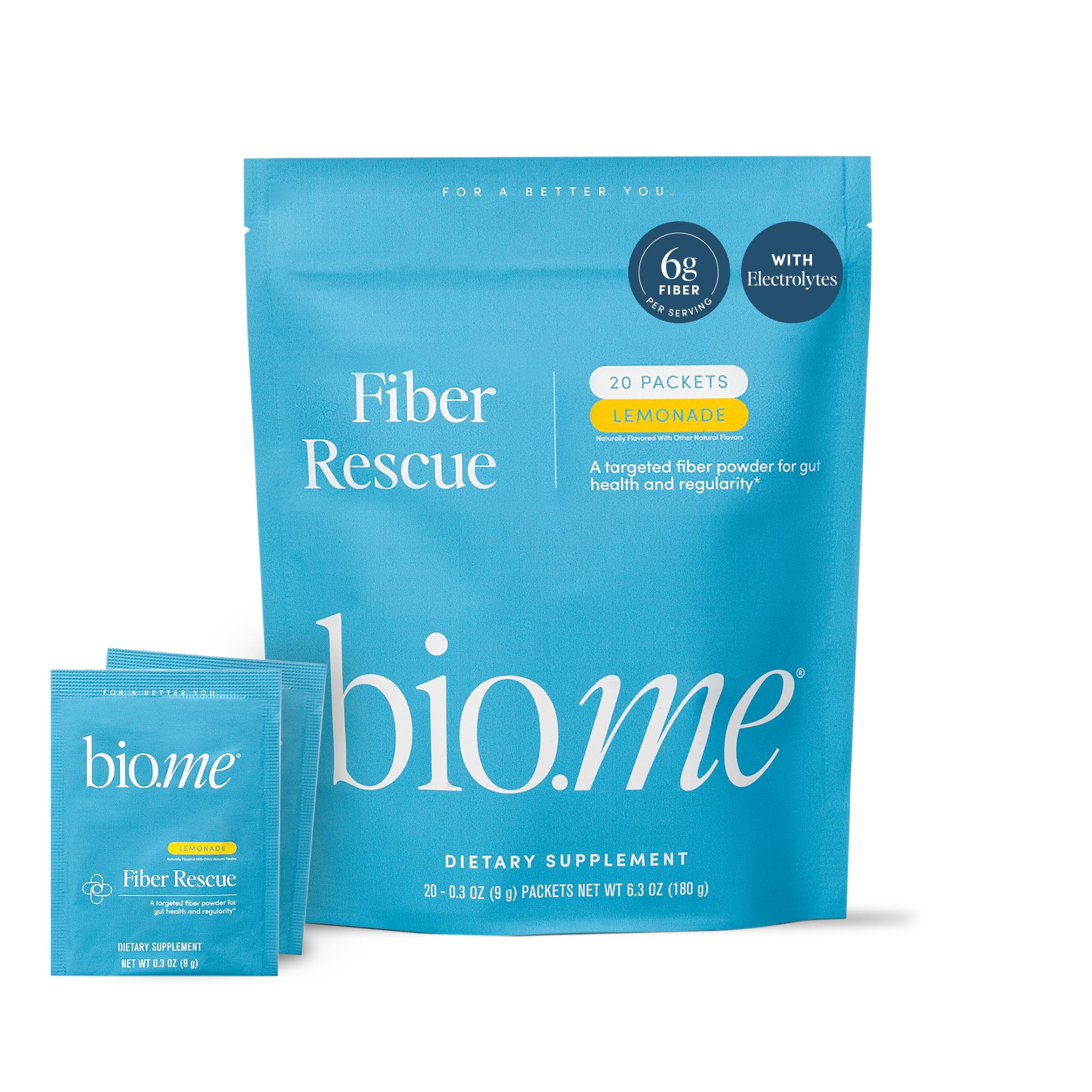 Fiber Rescue Lemonade 20 Count Travel Packs - Psyllium Husk Powder for ...
