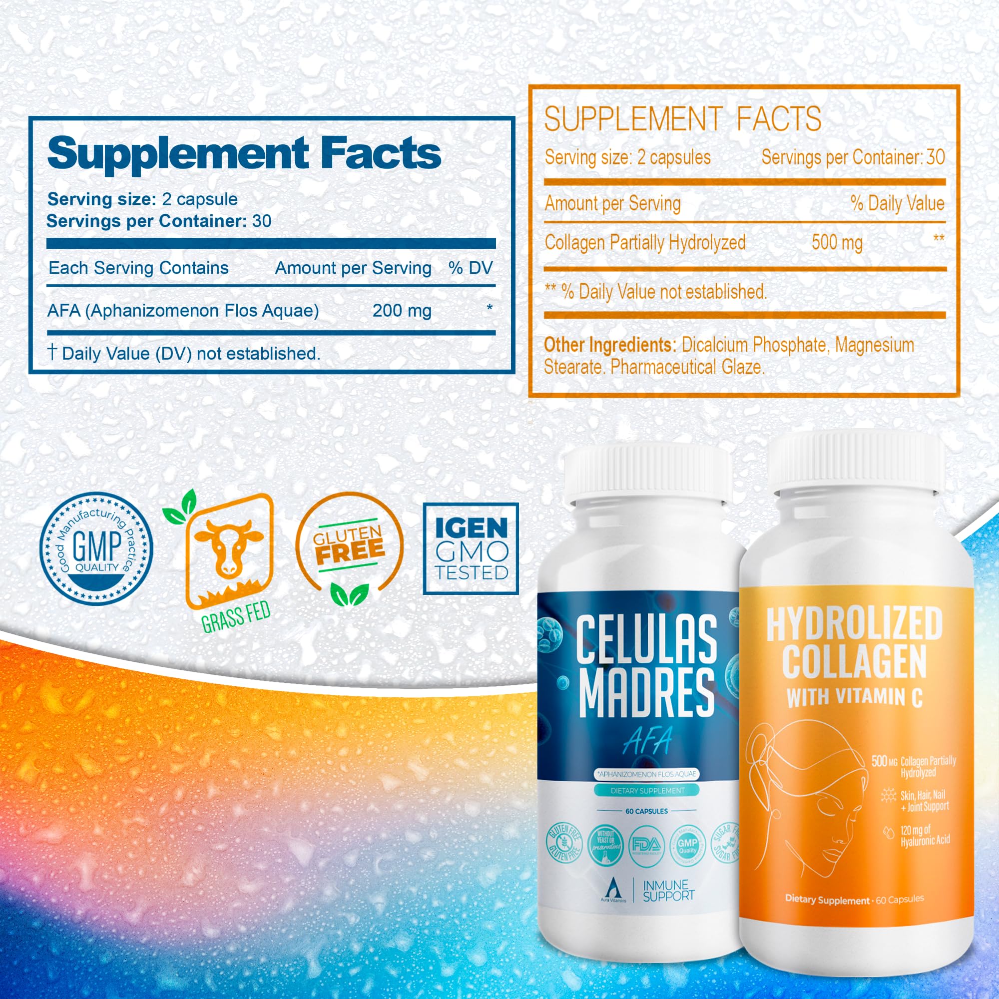 Aura Vitamin Mega Antioxidant Bundle | Hydrolyzed Collagen & AFA Stem ...
