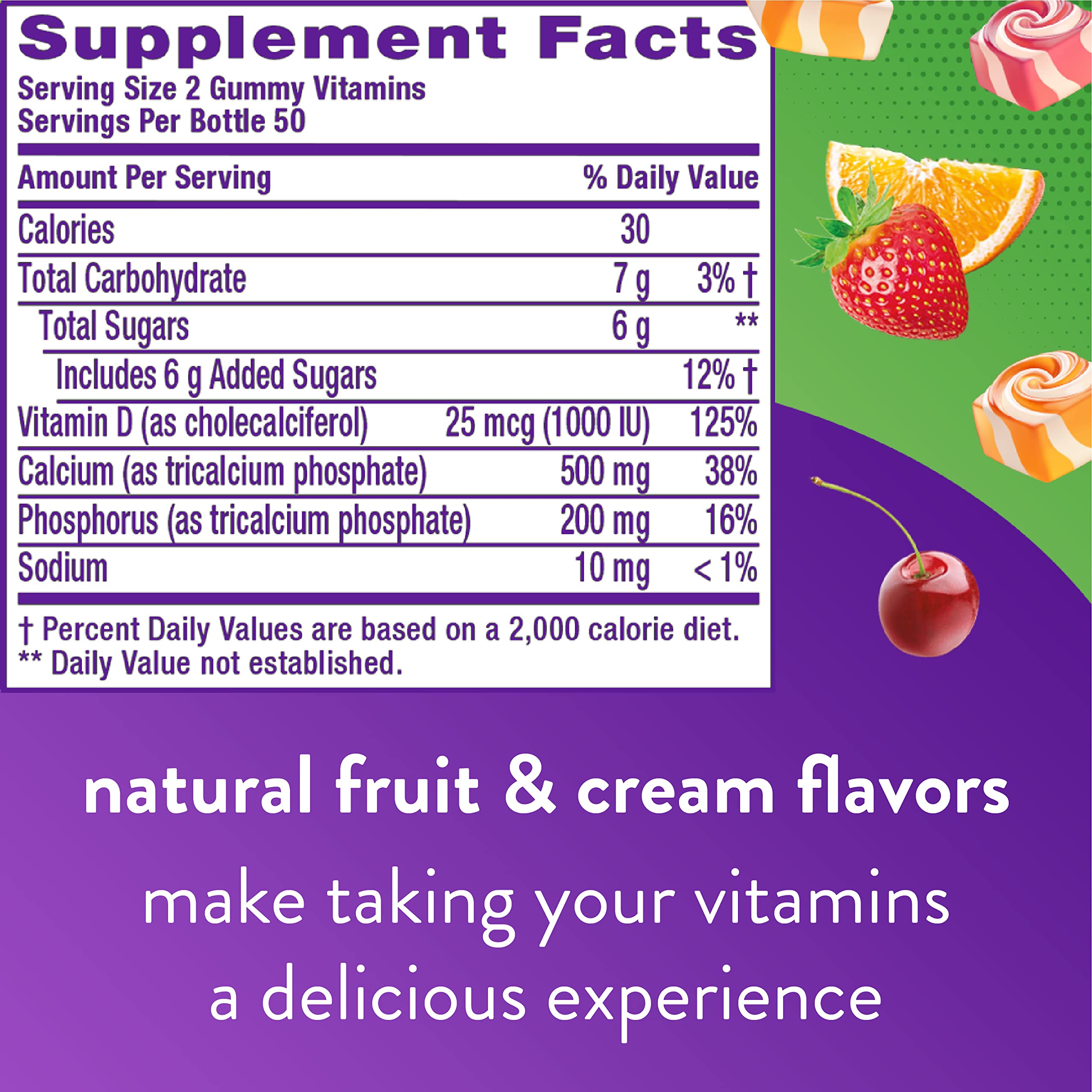 Vitafusion Chewable Calcium Gummy Vitamins for Bone and Teeth Support ...