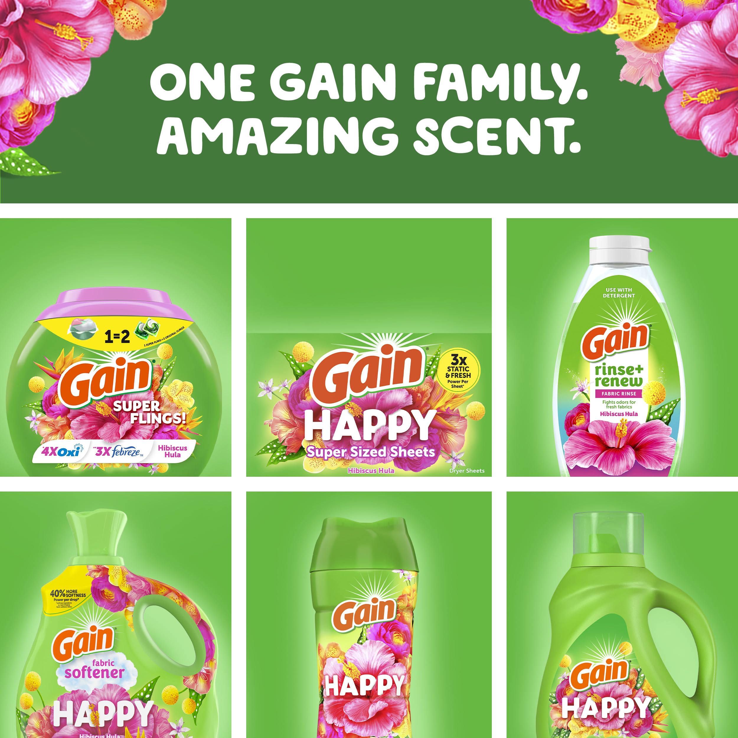 Gain Liquid Laundry Detergent, Happy, HE Compatible, 154 fl oz, 107 ...